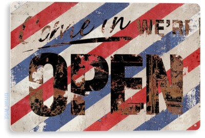 Barber Shop Open Sign Retro Rustic Barber Pole Barber Shop Sign D163 | eBay