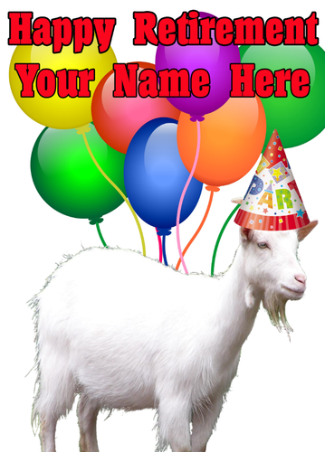 Goat nnc40 Happy Retirement Party Hat Card Personalised Greetings | eBay UK