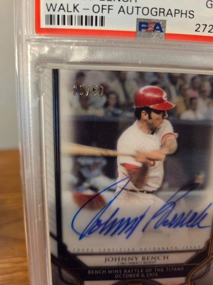 Johnny Bench auto 2017 Topps Tribute PSA 10 Walk Off Autograph #/50 HOF ...