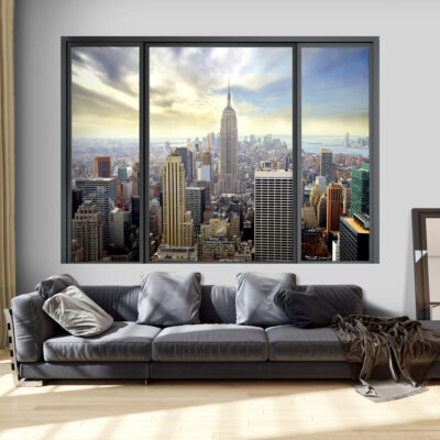3D Effect Wall Optical Illusion Mural Poster Art Print Window View c-C ...