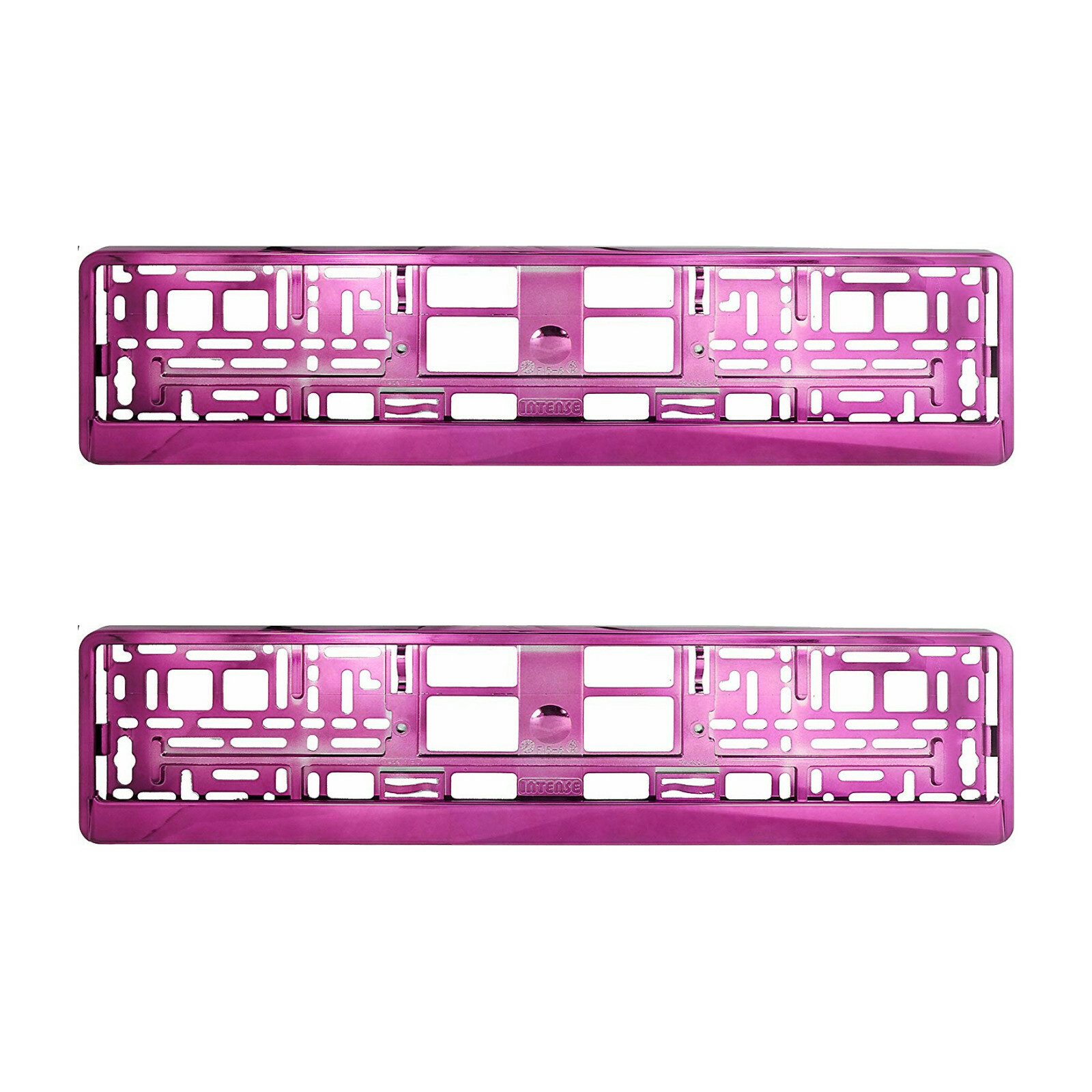 2 x Glossy Pink Number Plate Surrounds Holders UK Pressed Plates ...