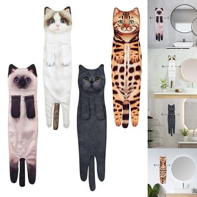 Cat Hand Towel with Hanging Cute Drying Hand Towel for | eBay