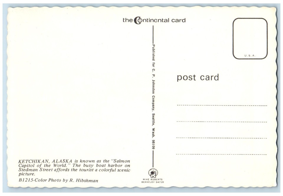Ketchikan Alaska Postcard Salmon Capitol World Boat Harbor Stedman ...