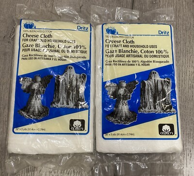 2x Vintage 1997 New Prym-Dritz 100% Bleached Cotton Cheese Cloth USA 36 ...