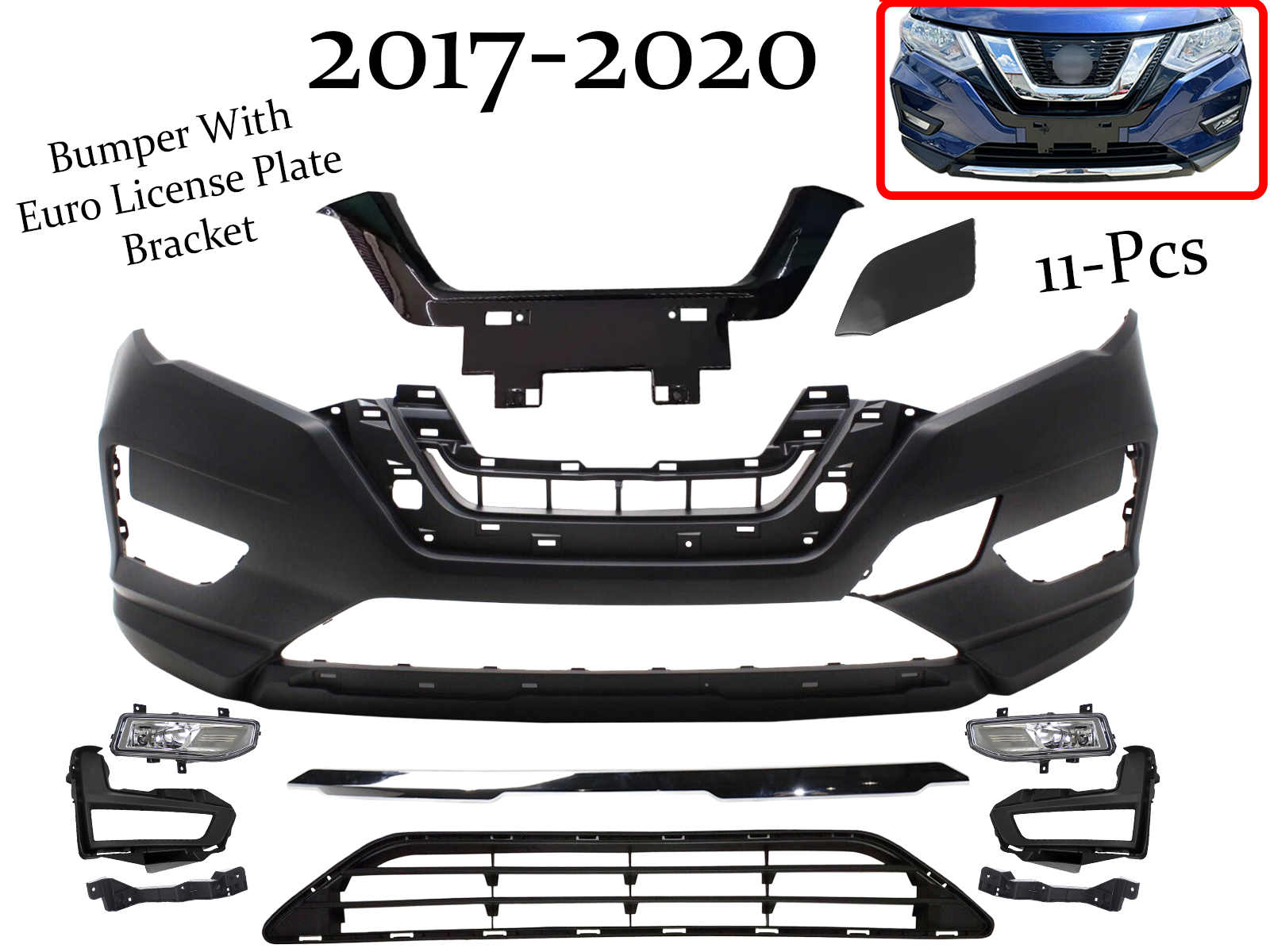New Fits 2017-2020 Nissan Rogue Front Bumper W Grille Tow Cap Fog Light Covers | eBay