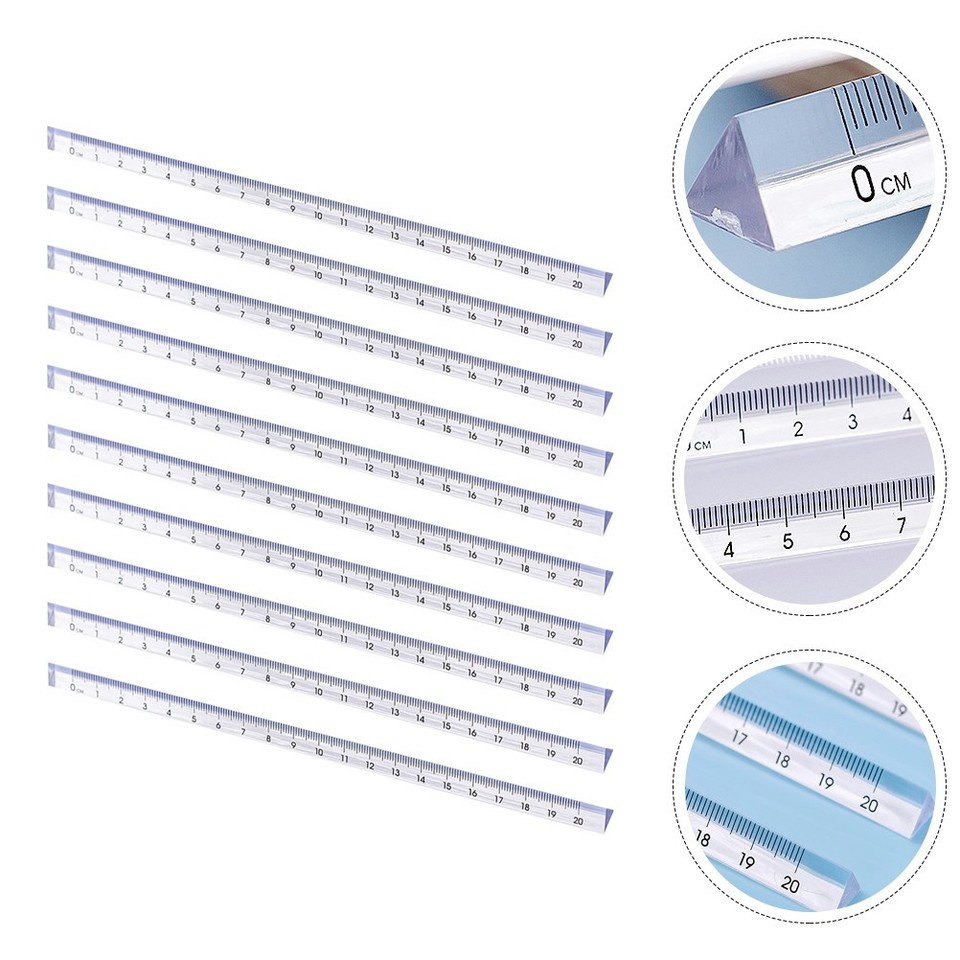 50 Pcs Clear Triangular Ruler Plastic Scale Ruler Plastic Drawing Ruler | eBay UK