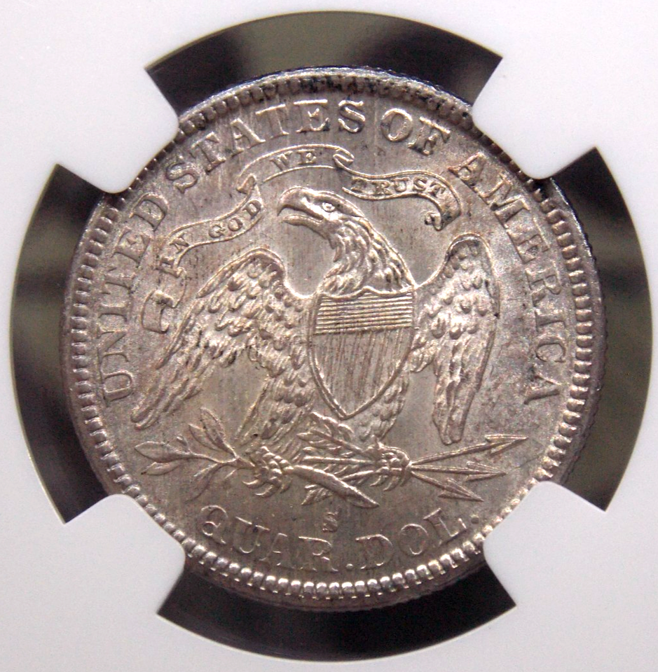 1877 "S" Seated Liberty SILVER Quarter 25c NGC MS65 #002 Gem BU Unc ECC ...