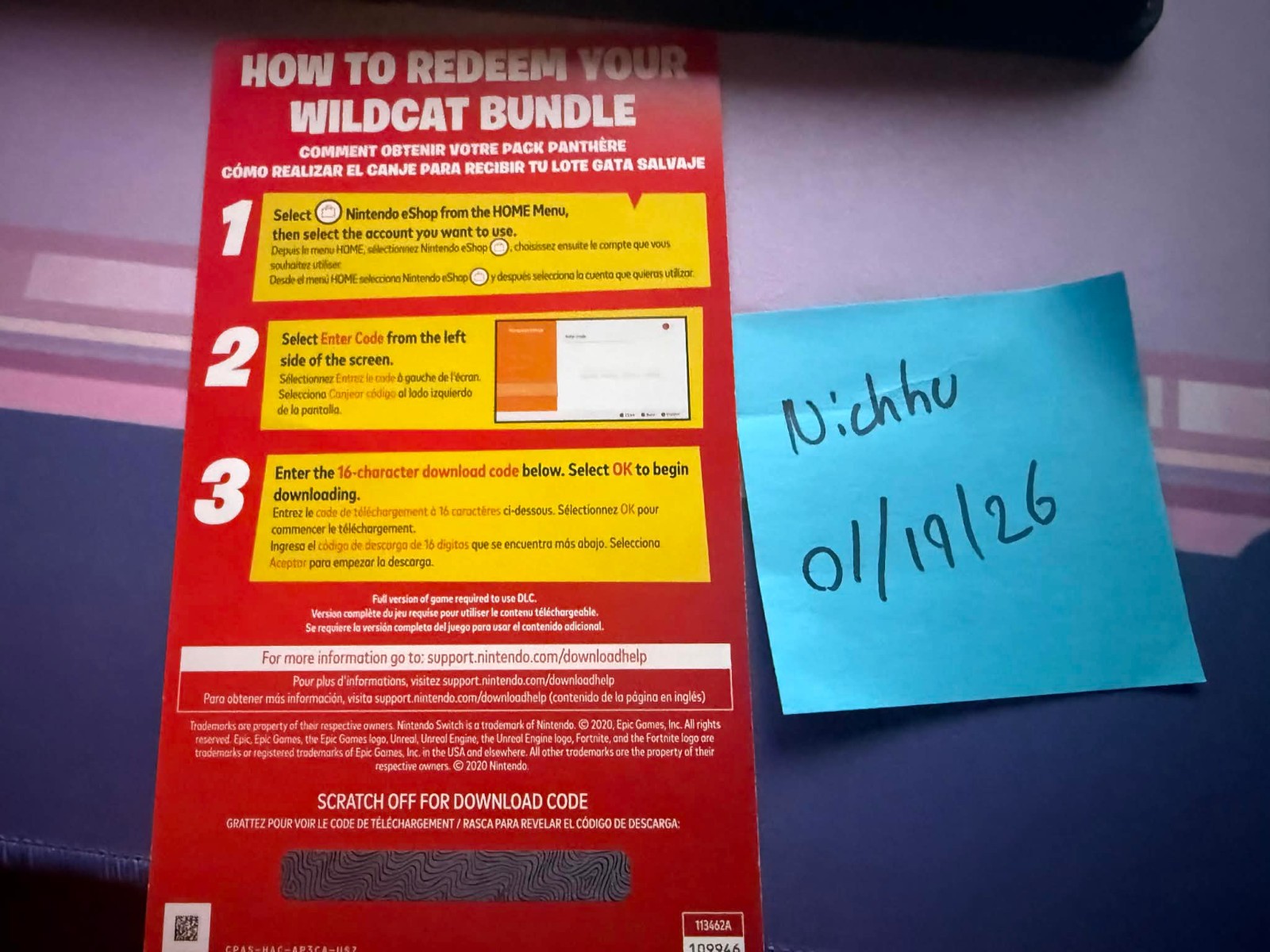 Nintendo Switch Fortnite WildCat Bundle USA CODE card + 2000 vbucks ...