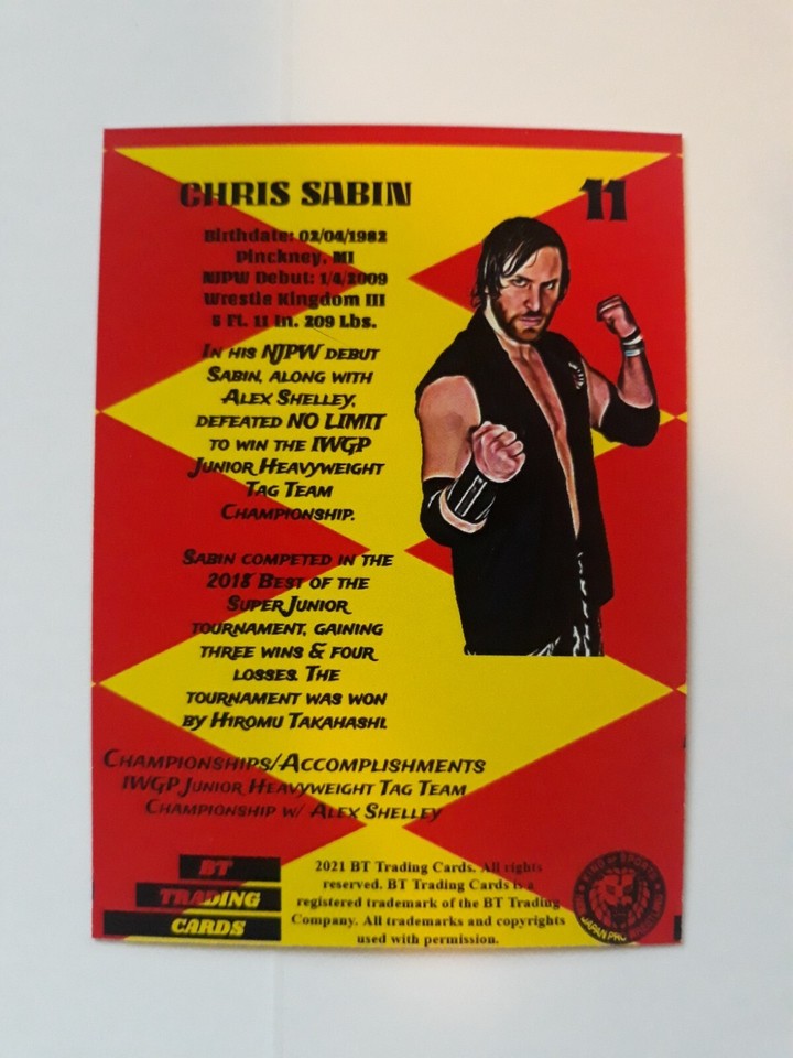 CUSTOM NJPW New Japan Pro Wrestling Trading Card 2021 Chris Sabin #11 ...