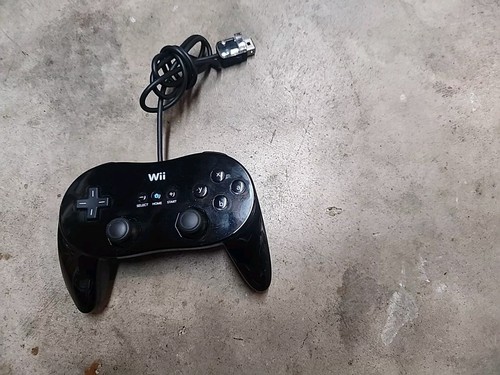 Official Nintendo Wii Pro Controller Classic Black RVL-005 OEM TESTED ...