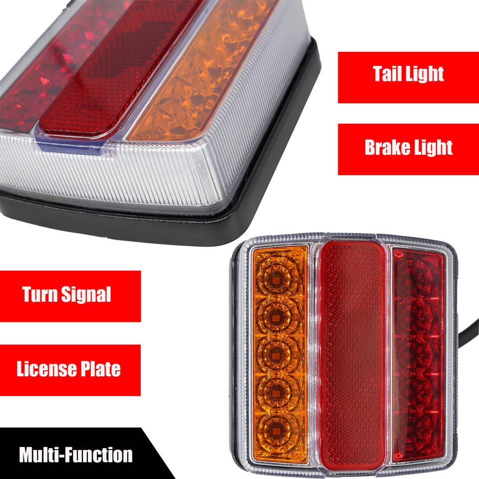2x Square Tail Light Kit Waterproof Trailer 12V Stop Brake Rear Truck ...