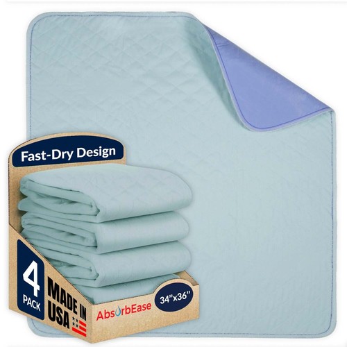 4 NEW FAST DRYING REUSABLE UNDERPADS 34x36 HOSPITAL GRADE INCONTINENCE ...