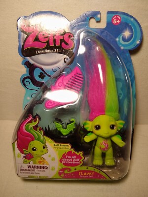 Zelfs Flamy Medium Dragon Zelf green troll doll pink flame hair webbed ...