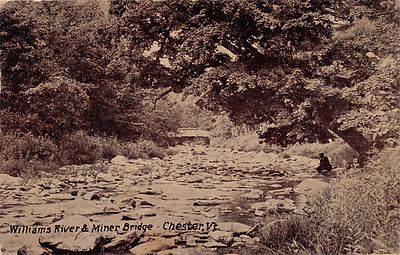 CHESTER VERMONT WILLIAMS RIVER & MINER BRIDGE~J V HARTMAN PUBL POSTCARD ...