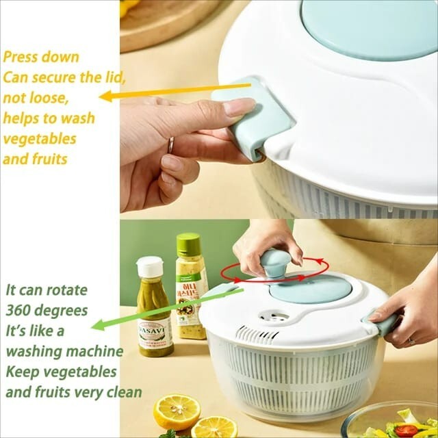 Vegetables Salad Spin Large Wash Dry Spinner- Greens Fruits Vegetable ...