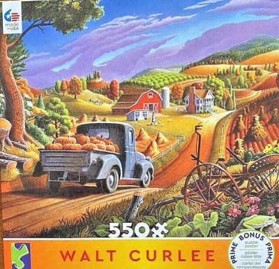 Walt Curlee Complete 550 pc Puzzle Farm Fields Old Truck Loaded with ...