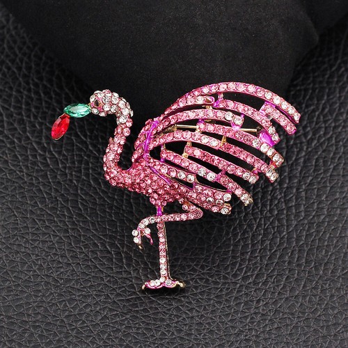 Womens Jewelry Pink Crystal Rhinestone Flamingo Bird Charm Animal ...