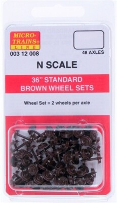 Micro Trains N Scale ~ 36" Standard Wheel Sets (Brown) 48 axles (402B ...