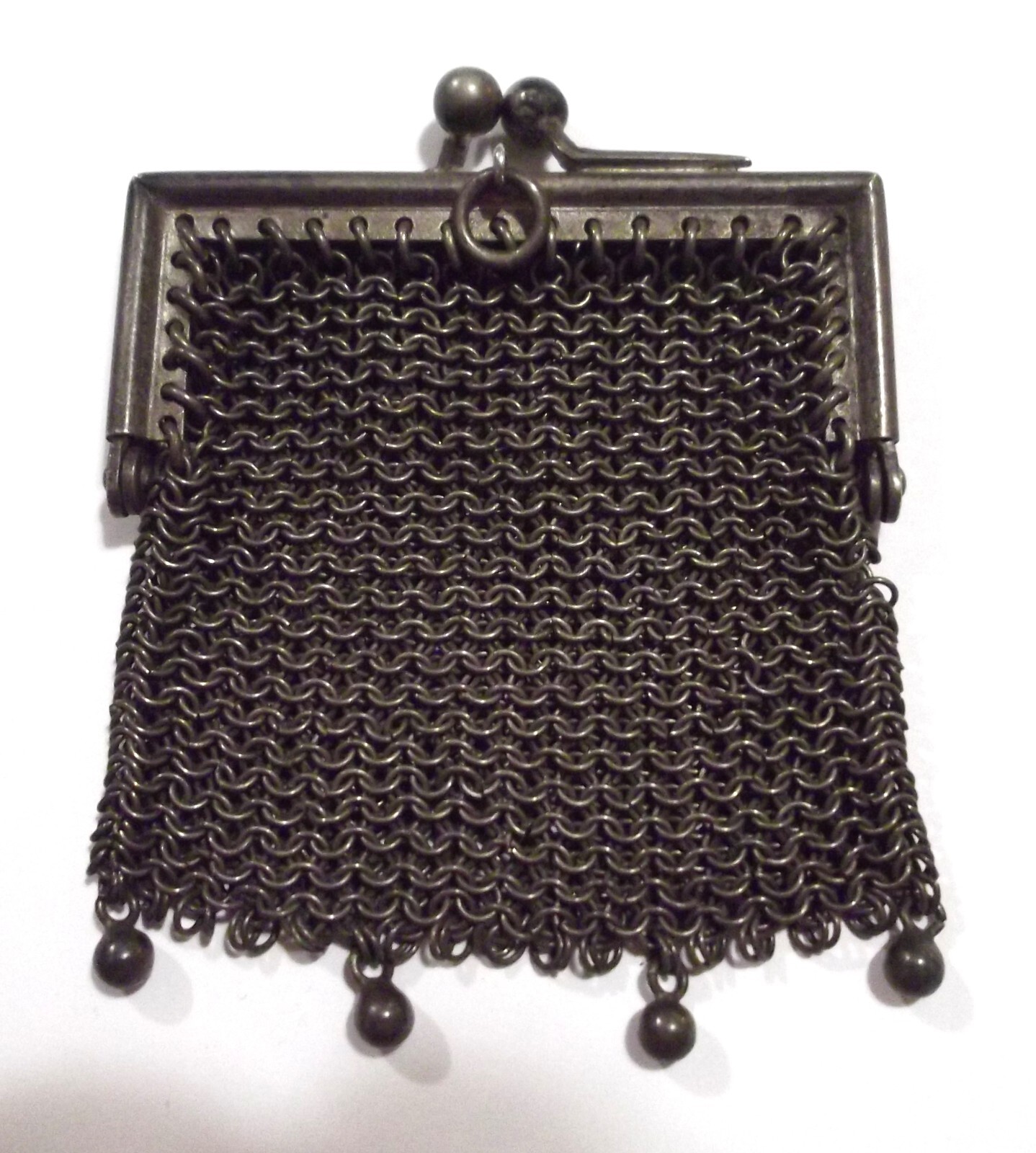 Antique VTG Metal Mesh Chatelaine Coin Purse Pendant … - Gem