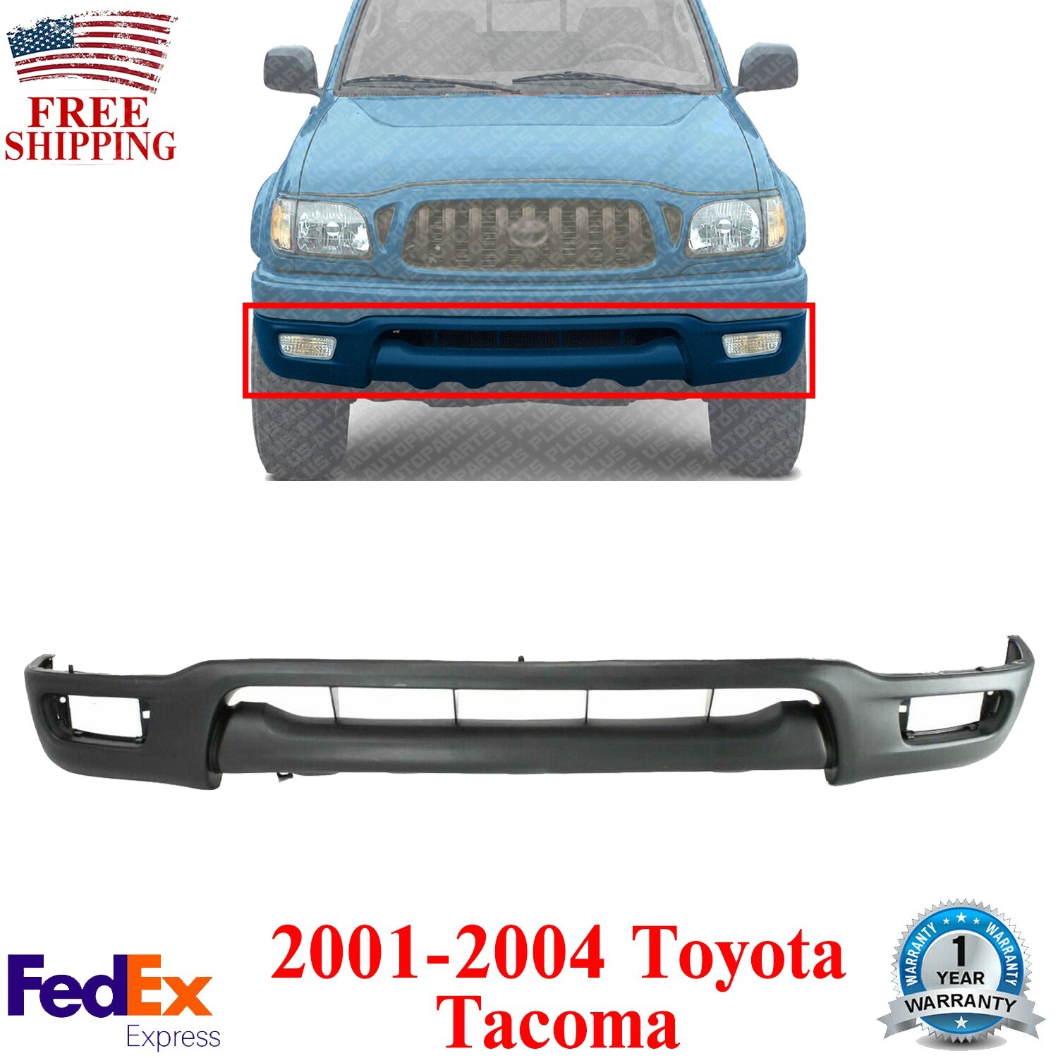 Front Lower Valance Panel With Fog Light Holes For 2001-04 Toyota ...