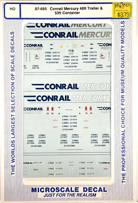 Microscale HO Decals #87-685 Conrail Mercury 48 ft Trailer & 53 ft ...