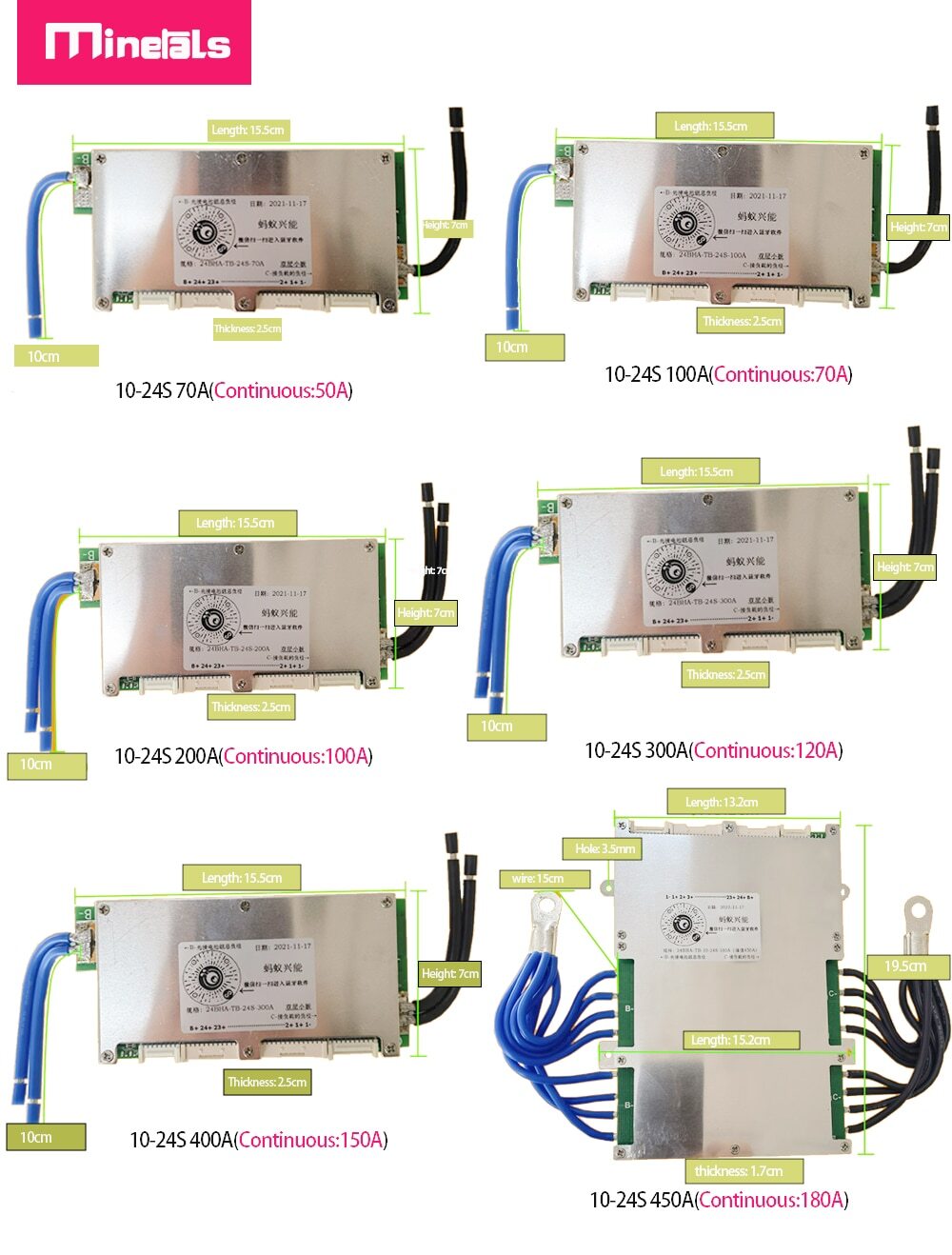 10S-24S ANT BMS 400A 300A 450A 70A LiFePo4 Li-ion LTO Battery ...