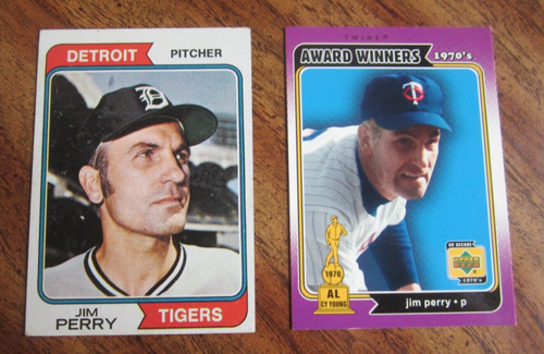 Jim Perry Lot of 2 DIFFERENT Trading Cards MLB Baseball Twins, Detroit ...