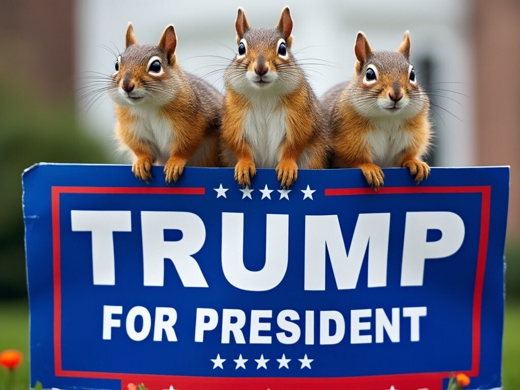PRESIDENT DONALD TRUMP WITH P’NUT THE SQUIRREL MAGA - 4x6 Glossy Photo ...