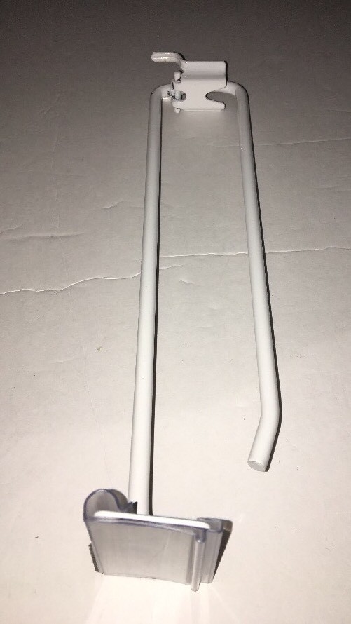 White Slatwall/Peg Board Hooks w/ price tag scanner holder 10" Wide ...