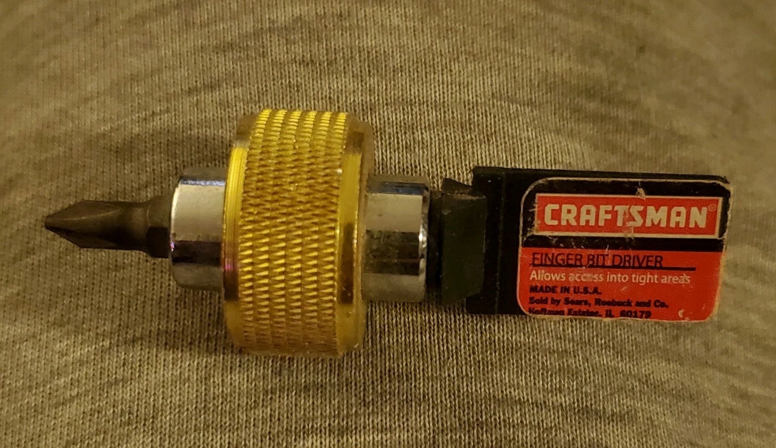 Vintage Sears Craftsman USA Thumb Finger Bit Driver 1/4” Gold 41380 ...