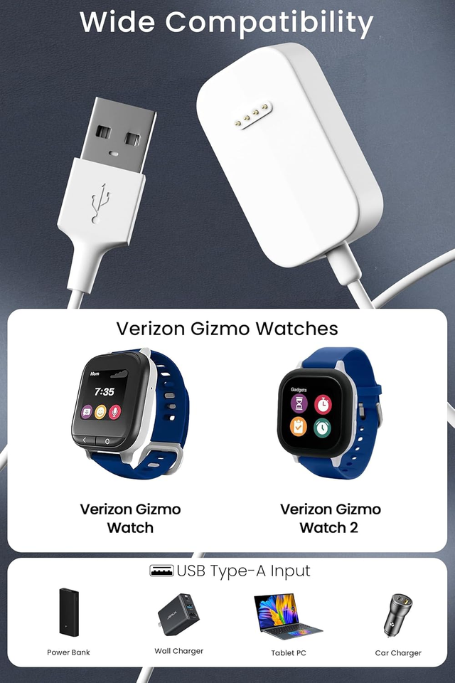 USB Charger for Verizon Gizmo Watch/ 2/3/ Disney Edition 3.3Ft(1M ...