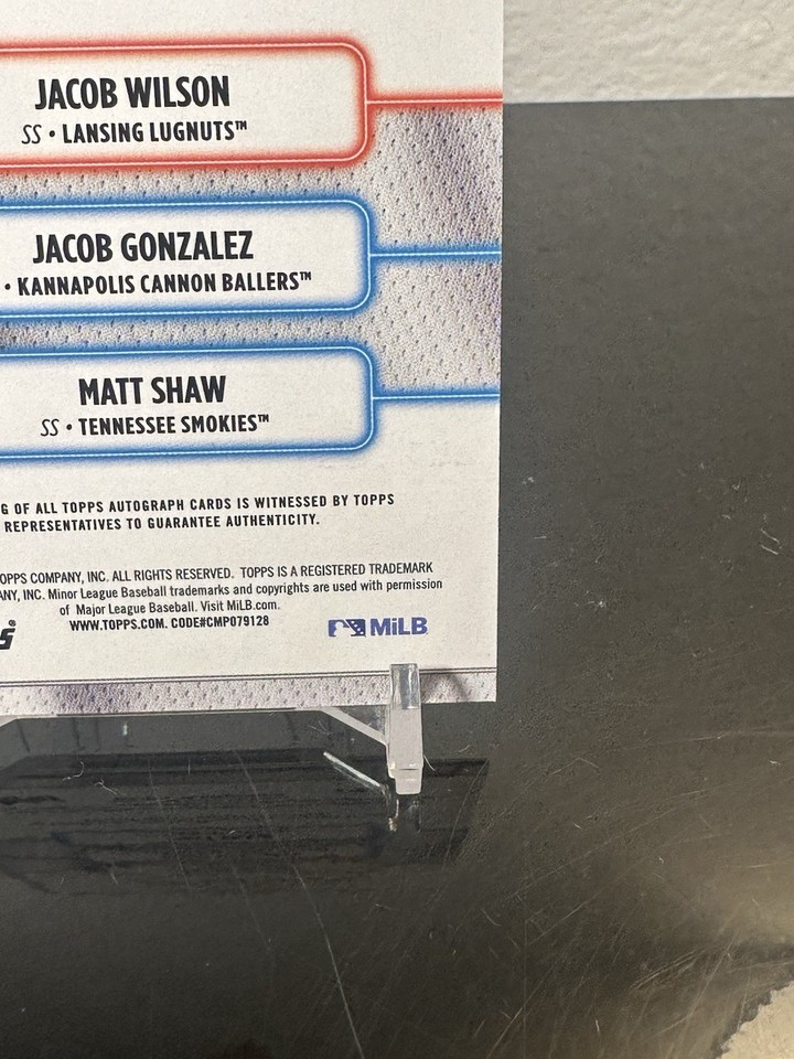 2024 Topps Pro Debut Triple Auto 1/1 Foilfractor JACOB WILSON M SHAW J ...