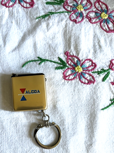 Vintage ALCOA Metal Tape Measure Key Chain 3 Ft. Aluminum Advertising ...