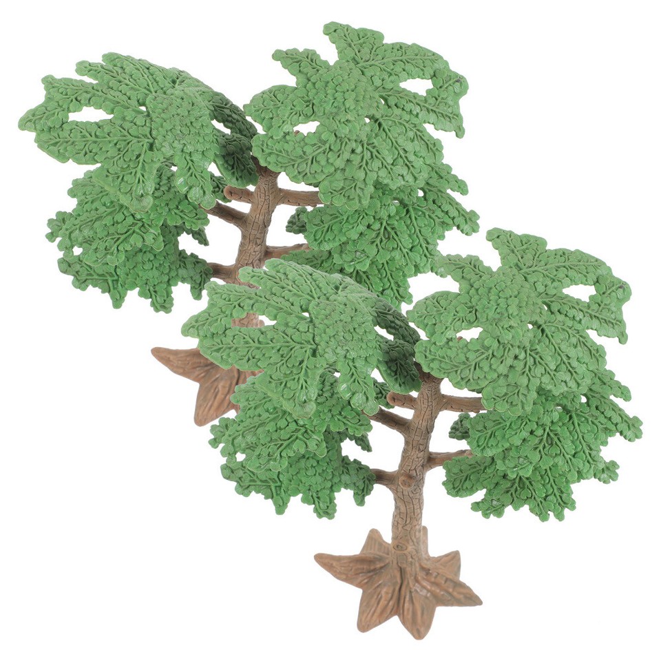 2 PC Miniature Trees with Base Toy Cypress Artificial Greenery ...