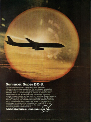 Sunracer. McDonnell Douglas Super DC-8 ad 1970 | eBay