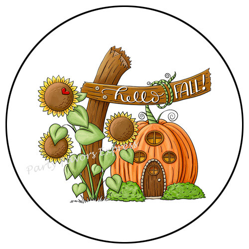HELLO FALL PUMPKIN HOUSE ENVELOPE SEALS LABELS STICKERS PARTY FAVORS | eBay