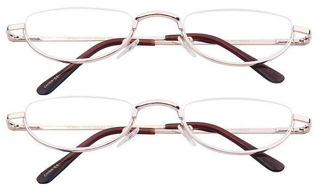 Fashion Reading Glasses Spring Hinged Reader Half Rim Metal Frame Moon ...