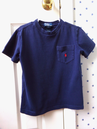 FLAWS RALPH LAUREN Blue T-Shirt Size 5 Boys Red Logo POLO 100% Cotton ...