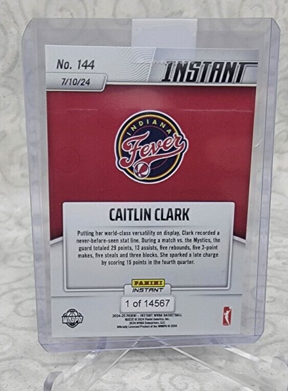 2024 PANINI INSTANT 144 WNBA FEVER CAITLIN CLARK RC HISTORIC STAT LINE ...