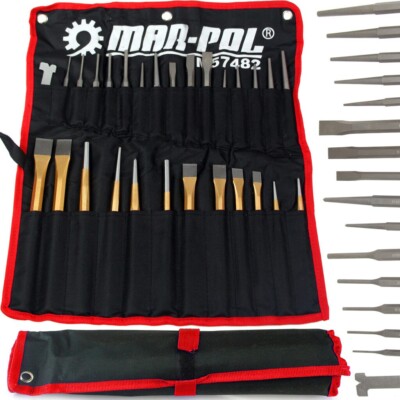 M57482 28-tlg Satz Flachmeißel Körner Splinttreiber Durchschlag Set ...