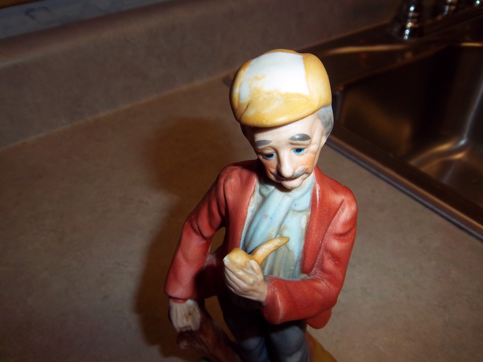 Older Distinguished Man Smoking Pipe with Hat Ceramic Figurine | eBay