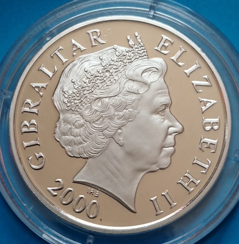 2000 Rare GIBRALTAR £5 Five Pounds Spitfire Battle of Britain Silver ...