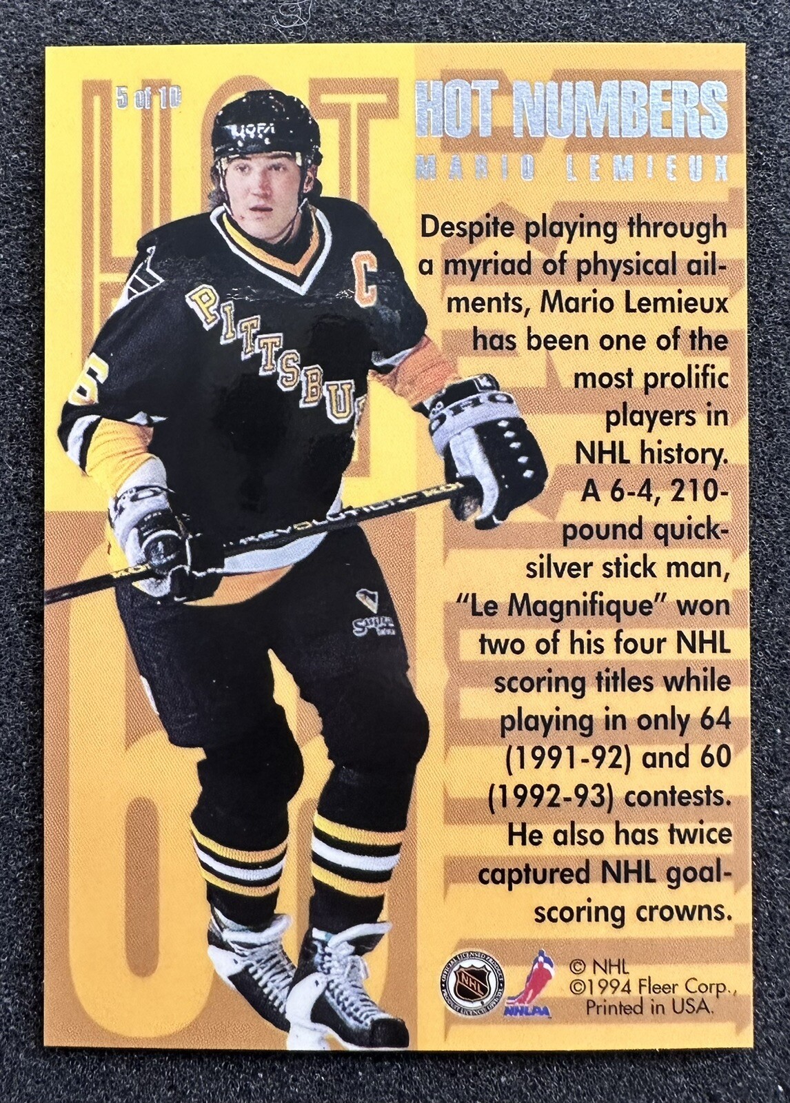 1994-95 Flair - Hot Numbers #5 Mario Lemieux for sale online | eBay
