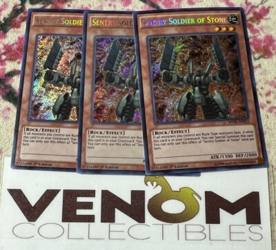 3x (M/NM) Sentry Soldier of Stone MVP1-ENS12 Secret Rare 1st Edition ...