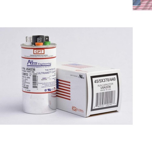 Dual Capacitor 45 + 5 uf Polypropylene 370/440 VAC Replacement for HVAC ...