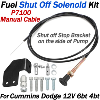 P7100 Manual Fuel Shut Off Solenoid Kit Cable P-pump For Cummins Dodge ...