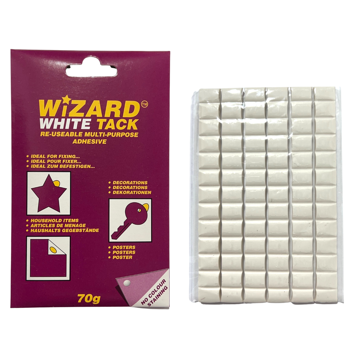White Tack Wizard Sticky Tac - Reusable White Adhesive Putty - 70g Like ...