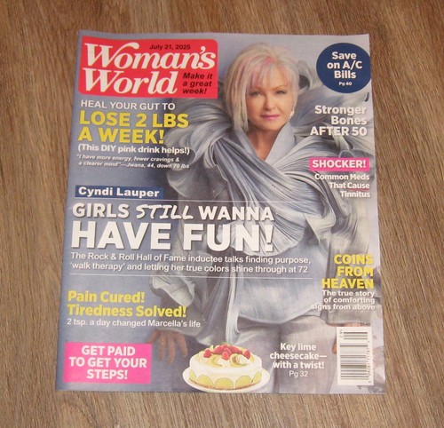Woman’s World 2025 magazine Cyndi Lauper COVER photo article | eBay