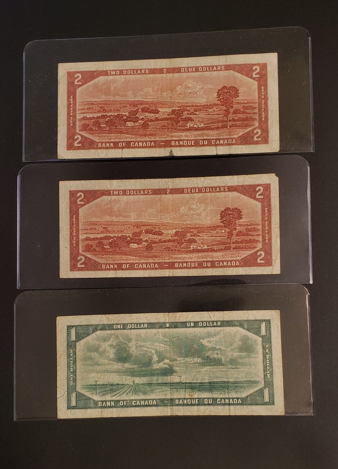 LOT OF 3 DEVIL FACE BANKNOTES. 1954 Bank of Canada Series. CIRCULATED ...