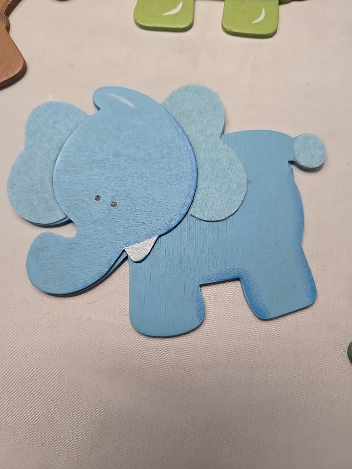 Lot of 6 Lara's Crafts Wooden Felt Animals Cutouts Craft Baby Nursery ...
